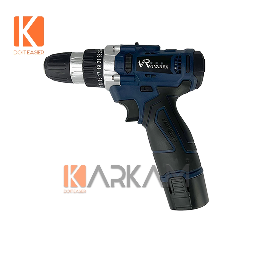 دريل شارژی دو باطری با لوازم VR1210-2A ويوارکس - فروشگاه ابزار و یراق کارکم
